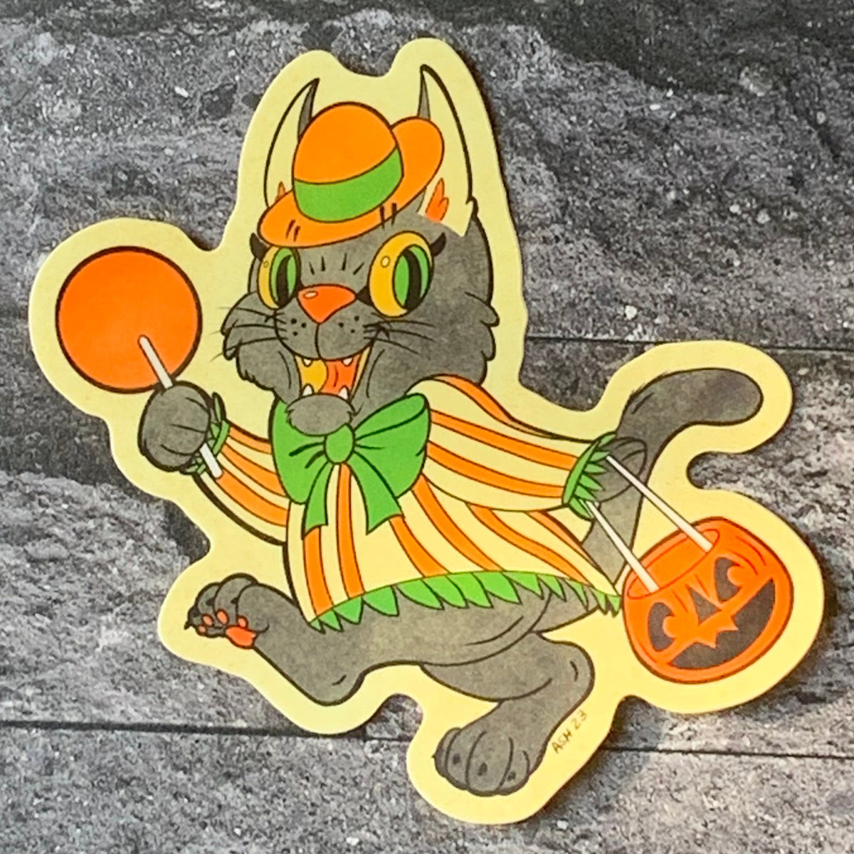 Scratch Black Cat Halloween Sticker – Ash Evans